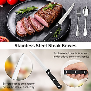 50PCS Silverware Set with Organizer, Silverware Drawer Organizers Durable Stainless Steel Flatware Set for 8 Cutlery Forks Spoons Steak Knives Kitchen Utensils Tray, Mirror Polished Dishwasher Safe