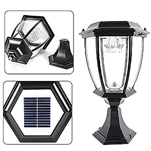 Aluminum Retro Solar Post Cap Light, Outdoor Garden Patio Summit Solar Powered Post Cap Light for Woods Posts （Black）