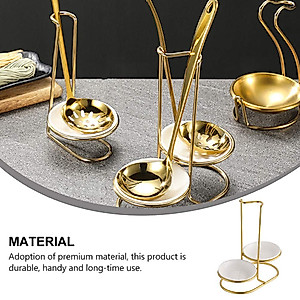 jojofuny Standing Spoon Rest with Ceramic Dish, Stainless Steel Upright Spoon Holder, Double Ladles Holder Utensil Stand for Stovetop Counter