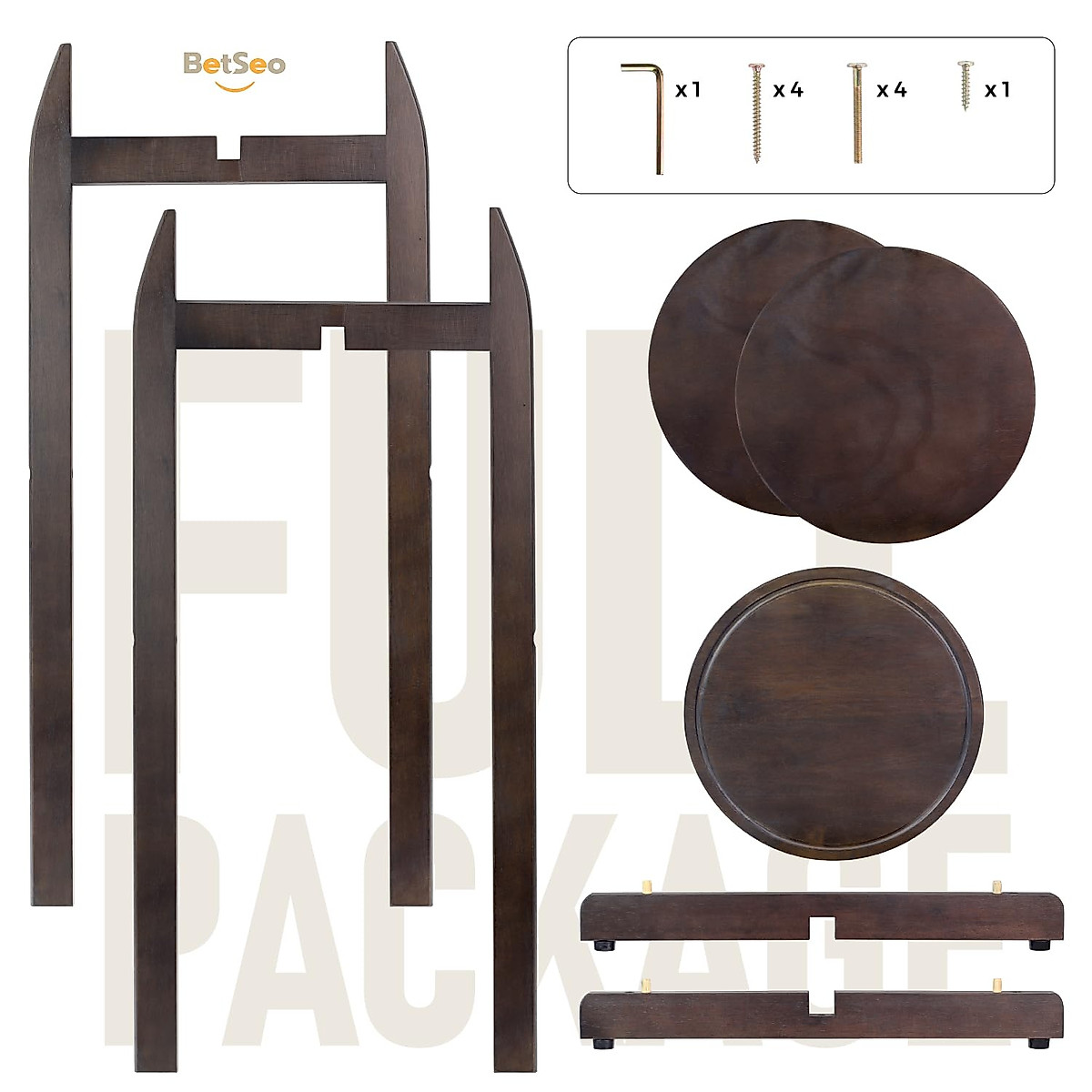 BETSEO Natural Solid Wood Water Dispenser Floor Stand (32.8" Hight-11.2" Wide) Drink Dispenser Floor Stand with 3 Round Shelfs Included for 1-5 Gallon Water Bottles/Crocks, Water Jug (Walnut Color)