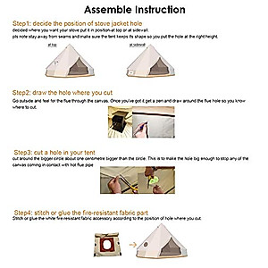 UNISTRENGH Fire-Resistant Stove Jack Hole Accessory with Flap Covered for 4 Seasons Cotton Canvas Camping Bell Tent (6 inch)
