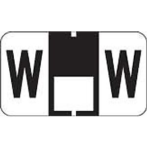 Doctor Stuff - File Folder Labels, Alphabet Letter W, Traco - Tram Series Compatible Alpha Stickers, Black, 15/16" x 1-5/8", 500/Roll
