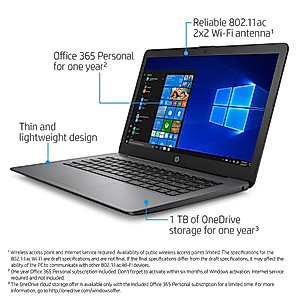 HP Stream 14-inch Laptop, AMD Dual-Core A4-9120E Processor, 4 GB SDRAM, 32 GB eMMC, Windows 10 Home in S Mode with Office 365 Personal for One Year (14-ds0020nr, Brilliant Black) (Renewed)