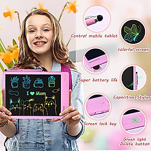 LCD Writing Tablet for Kids, 10 Inch Drawing Tablet Board with Magnetic Stylus for Phone Tablet, Reusable Doodle Board Educational Gifts Toddler Drawing Pad for 3~8 Years Old Boys Girls (Pink)