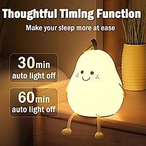 LEDHOLYT Night Light ,Cute Silicone Nursery Pear Lamp for Baby and Toddler,Fruit NightLight for Boys and Girls,Squishy Kawaii Bedside Night Lamp for Bedroom, Kids Room (Pear)