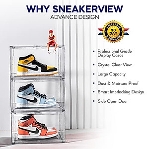 Sneakerview Clear Shoe Boxes With Lid –360° Clear Plastic Stackable Sneaker Storage For Sneakerhead. Professional Grade Acrylic Shoe Display Case .Purse and hat Organizer Storage.Fits US Size 14 2