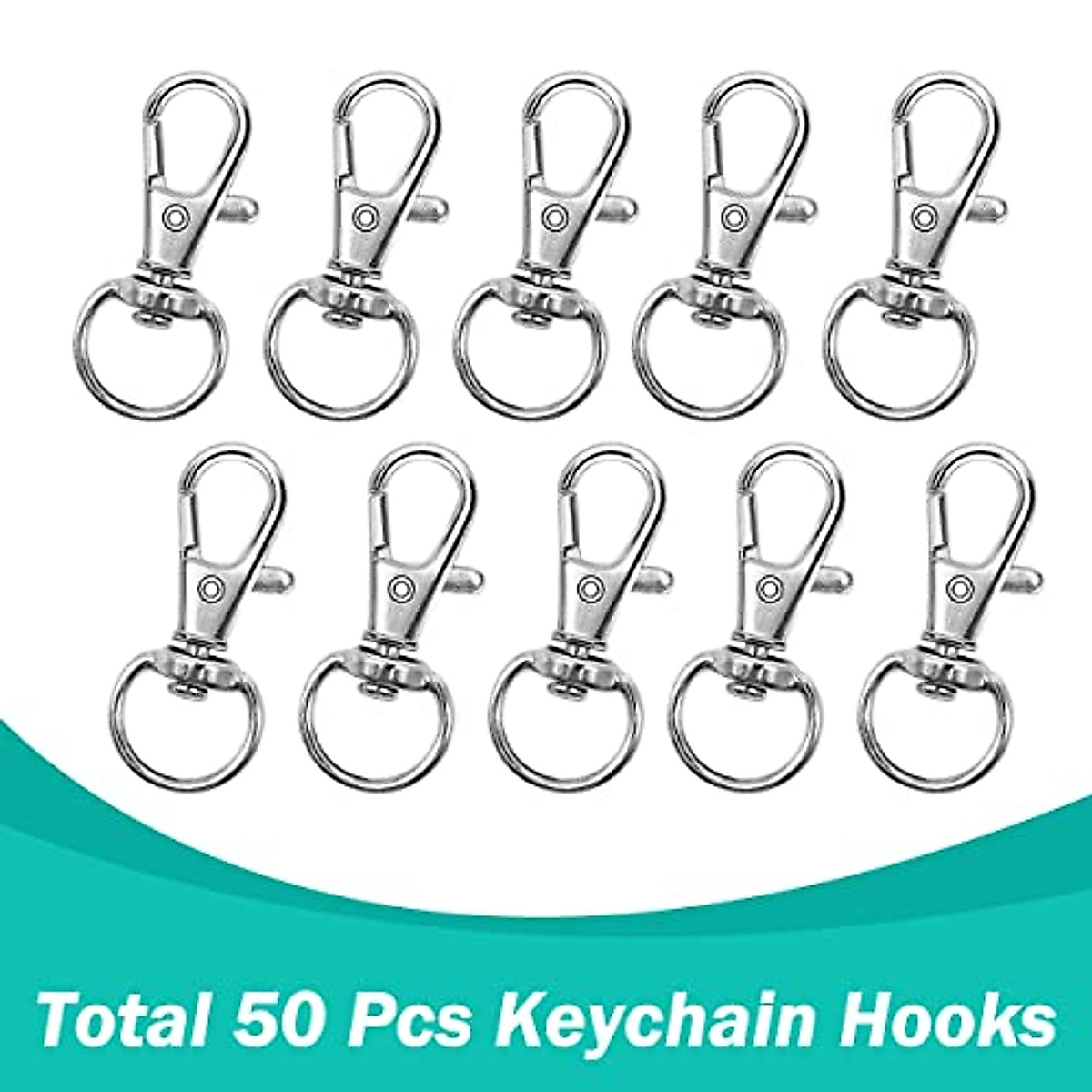 Segauin 100 Pcs Premium Swivel Snap Hooks with Key Rings,Metal Lanyard Keychain Hooks Lobster Clasps for Key Jewelry DIY Crafts 1.25inch/32mm(50 Pcs Lanyard Snap Hooks+50 Pcs Key Rings)