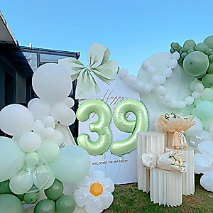21 Balloon Number, 40 Inch Light Green Foil Balloons Giant Jumbo Helium Number 21 or 12 Balloons for Boys Girls 21th 12th Birthday Decorations Anniversary Events Party Decorations(Light Green)