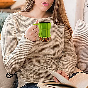 Drtupe Super Mario Warp Pipe Mug Ceramic Coffee Mug Gift for Gamers, Fathers, Coffee Enthusiasts, for Cappuccino, Latte or Hot Tea, 15 Oz, Green