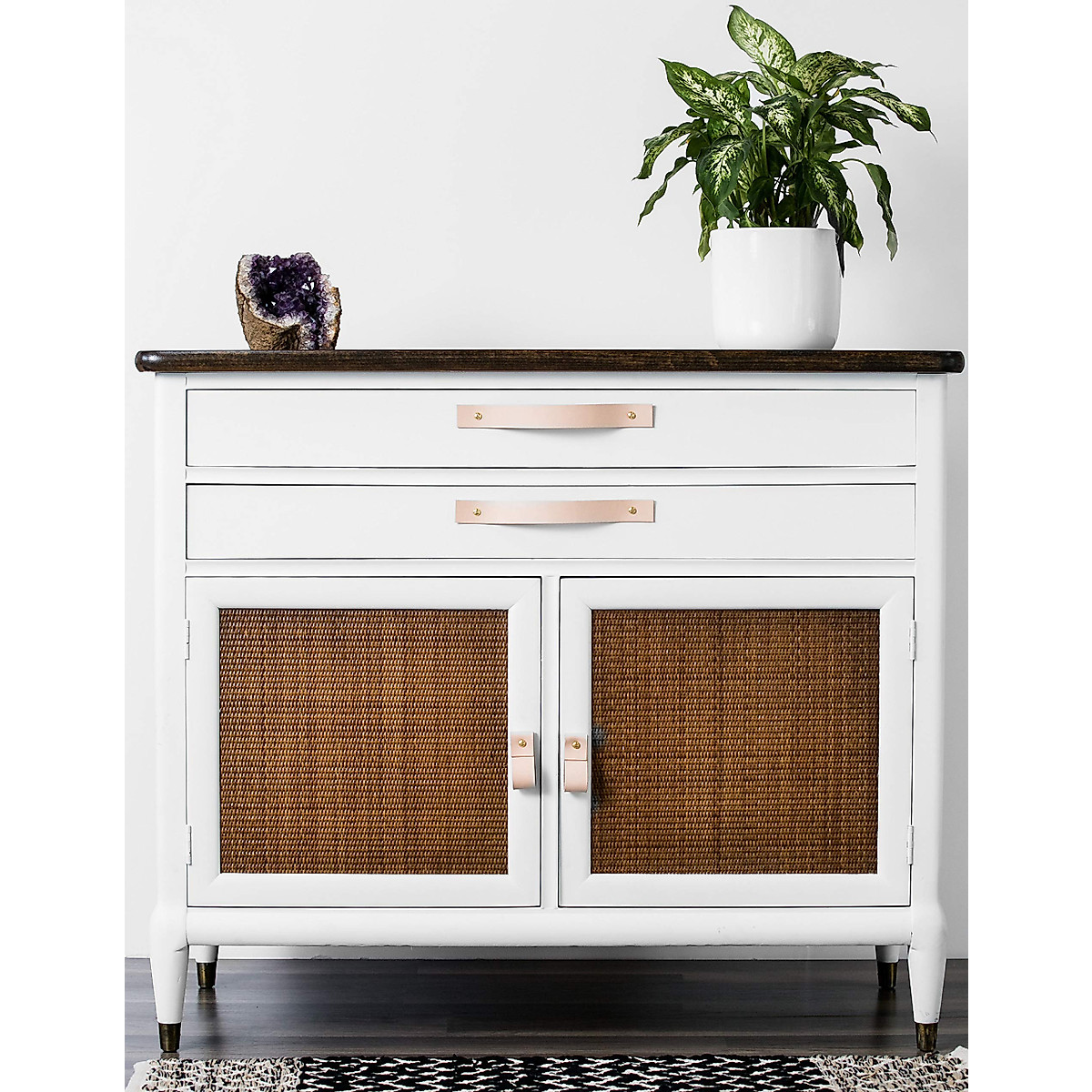 KEYAIIRA - Leather and Brass Drawer Handle - minimal furniture knobs modern kitchen handle pulls for cabinets farm house Scandinavian dresser hardware