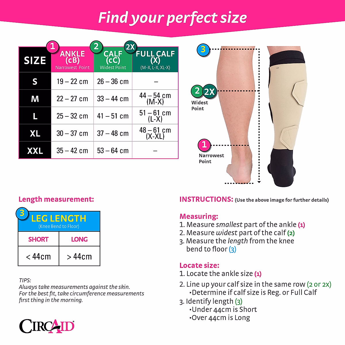 CircAid Juxtalite Lower Leg System Designed for Compression and Easy Use - Medium (Full Calf)/ Long