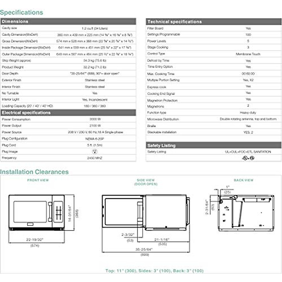Midea Equipment 2134G1A Commercial Microwave, 2100 Watts, Stainless Steel