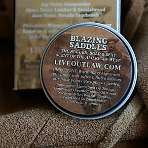 Bold, Western Leather & Gunpowder Scent Solid Cologne - Blazing Saddles Scent by Outlaw - Hard Cologne for Men & Women