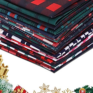 Preboun 300 Pcs 5 x 5 Inches Christmas Plaid Buffalo Check Fabric 25 Styles Buffalo Plaid Fabric Squares Polyester Fabric Scraps Quilting Squares for DIY Christmas Sewing Quilting Patchwork