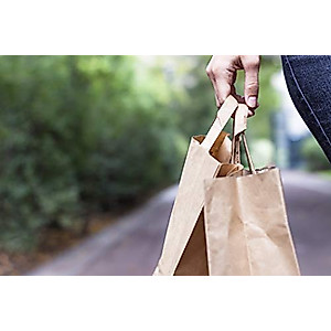 Reli. Paper Grocery Bags w/Handles (100 Pcs, Bulk)(12"x7"x14") Large Paper Grocery Bags, Shopping Bags w/Handles - Heavy Duty 57 Lbs Basis - Takeout/To Go Bags, Retail Bags, Brown Kraft Paper Bags