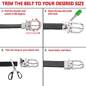 Falari Women Reversible Belt Genuine Leather Fashion Dress Belt With Single Prong Buckle 6027 (Black/Dark Brown, L (fit waist 26-38))