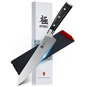 KYOKU 8.5" Kiritsuke Chef Knife, Samurai Series Japanese Chef Knife with Pakkawood Handle, Japanese High Carbon Steel Knife for Kitchen