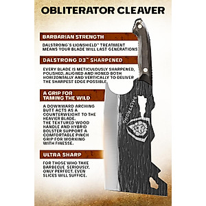 Dalstrong Obliterator Meat Cleaver Knife - 9 inch - Barbarian Series - Premium Swedish 14C28N High Carbon Stainless Steel - Black Brown Stabilized Wood Handle - Massive Heavy Duty Knife with Sheath