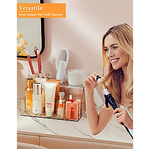 Ecolumnior Clear Bathroom Storage Hair Tools Organizer for Hot Tool, Hair Accessories, Brushes, Comb, Hair products, and Makeup, Vanity Countertop.