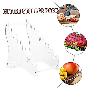 QUMIIRITY 1 Set Cutting Tool Storage Holder Cutter Display Stand Kitchen Tool Rack Cutter Storage Rack Household Kitchen Cutter Holder Desktop Display Rack Desktop Rack Acrylic Transparent