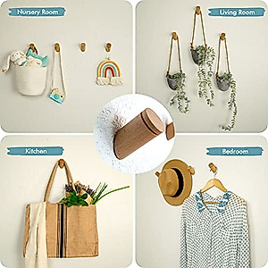 Haven Houz Beech Wood Wall Hooks, Wall-Mounted Wooden Wall Hooks, Handcrafted Wood Hooks, Modern Minimalist Wooden Pegs for Hanging Coats, Hats, and More, Holds Up to 35 lbs, Pack of 4