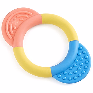 Hape Rattle & Teether Collection | 3-Piece Rattle & Teething Set for Babies, Soft Colors