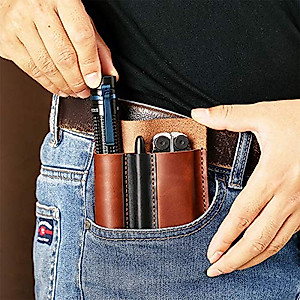 EASYANT Leather Men Pocket Organizer Leather EDC Tool Pouch Sheath Handmade Multitool Accessories