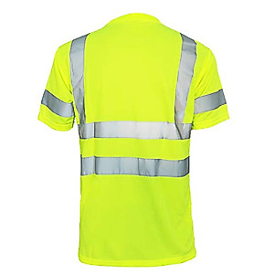 Hi Vis T Shirt ANSI Class 3 Reflective Safety Lime Short Sleeve HIGH Visibility (L)