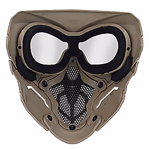 Airsoft Mask, Protective Full Face Tactical Mask for BB Gun/CS Game Man&Women (Khaki)