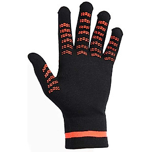 KELME Winter Gloves Unisex for Kids and Adults - Thermal Warm Knit Touch Screen Fingers Anti Slip - Running Glove Mittens (Black/Orange, Large (Adult))