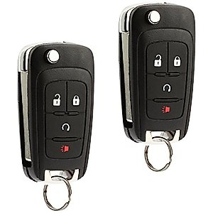 Car Key Fob Keyless Entry Remote Flip fits 2010-2017 Chevy Equinox, Sonic, Trax, Terrain (OHT01060512), Set of 2