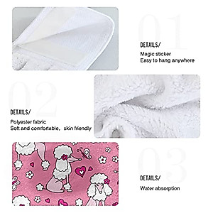 HJJKLLP Pink Poodle Hand Towel Kitchen 2 Pack, Hanging Tie Towels with Loop for Bathroom Absorbent Dish Towel Washcloth