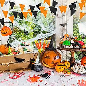 Tatuo 200 Feet Solid Pennant Banners Flags String Triangle Hanging DIY Bunting Flags Party Decorations for Grand Opening Party Banners for Kids Birthday, Shops (Black and Orange)