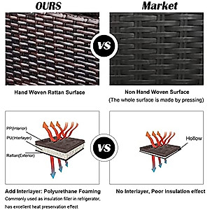 Grepatio 80 Quart Rattan Rolling Cooler Cart, Portable Wicker Cooler Trolley, Beverage for Patio Pool Party, Ice Chest with Cutting Board, Bottle Opener, Cap Catch and Cover (Single Top - Brown)