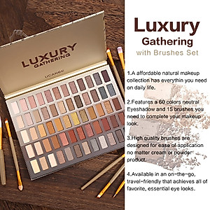 UCANBE Luxury Gathering Neutral Eyeshadow Makeup Palette, Naked Shimmer Matte Metallic Glitter Subtle Eyes Shadow,High Pigmented Nudes Creamy Smokey Pallet Set
