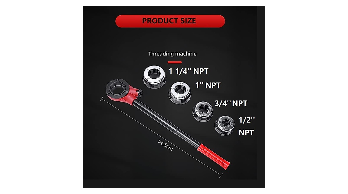 Pipe Threader Kit - Manual Plumbing Set with 4 Dies & Storage Case