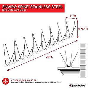 Bird B Gone MMENV-50 Steel Envirospike-50 Feet Bird Spikes