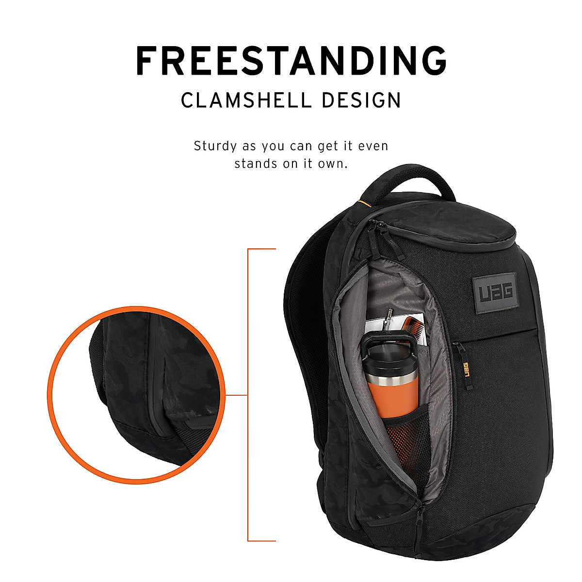 URBAN ARMOR GEAR UAG 24-Liter Backpack Lightweight Tough Weather Resistant Laptop Backpack, fits up to 16-inch, Standard Issue Black Midnight Camo