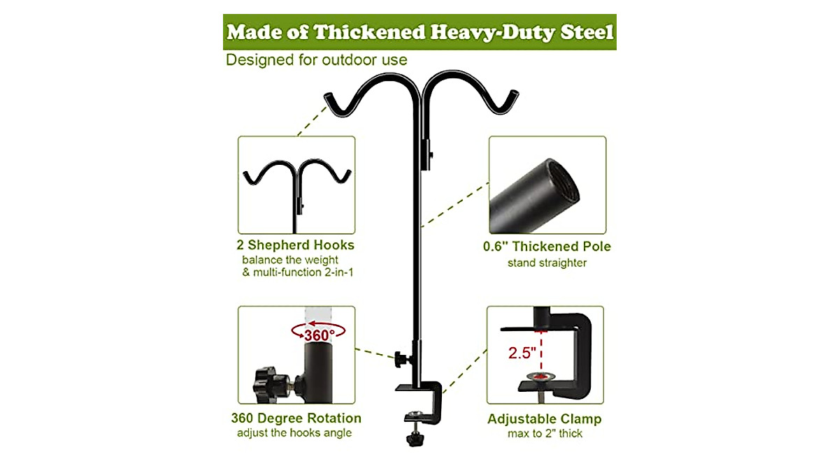 Koutemie 40" Double Deck Railing Hook - Adjustable & Strong