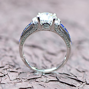 SZJINAO Moissanite Engagement Rings 0.8-2CT 18K White Gold Plated 925 Silver Rings for Women D Color Moissanite Diamond Wedding Ring,With GRA Certificate (2ct Moissanite, 7)