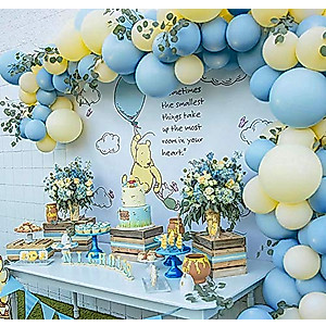 Pastel Balloon Garland Arch Kit with 100 pcs Blue and Yellow Balloons, DIY Balloon Bouquet Kit for Baby Shower, Wedding Bachelorette Birthday Party, Balloon Decorations