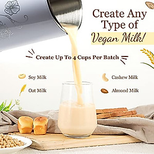 Soy Milk Maker Machine - 5 in 1 Vegan Nut Milk Maker - Nut Milk Machine Works As: Almond Milk Maker, Oat Milk Maker, Soymilk Machine, & Soup Maker Machine. Includes Tofu Making Kit w/ Tofu Press & Recipe eBook for Nut Milk & Tofu