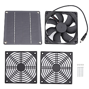 Cryfokt Waterproof Solar Powered Exhaust Fan, Outdoor Solar Panel Fan Kit Portable Ventilator with 39In Cable, Cooling Ventilation for Greenhouse, Chicken Coops, Sheds