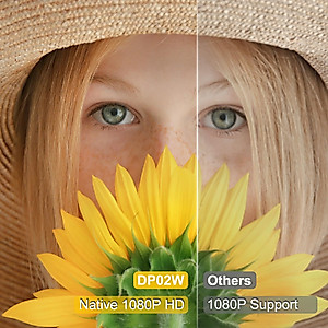 Mini Projector, Native 1080P Full HD YOWHICK DP02W Movie Projector for Outdoors, 9000Lm Portable Projector with Remote Control, HDMI, USB, AV and Aux Ports for Laptop, TV Stick, PS5 Smartphone