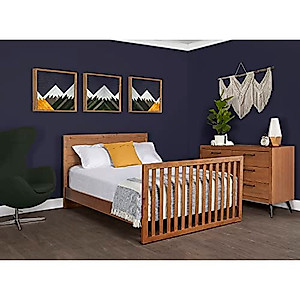Evolur Stilnovo Mid Century 4-in-1 Convertible Crib in Sugarcane, Greenguard Gold Certified, 3 Mattress Height Settings, Modern Nursery, Wooden Furniture