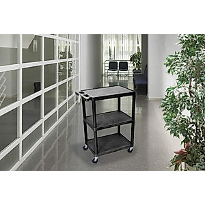 LUXOR STC222-B 3-Shelf Utility Cart, Black