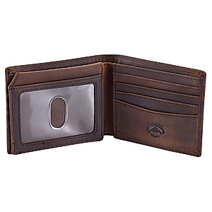 Stealth Mode Brown Leather Bifold Wallet for Men With ID Window and RFID Blocking, One Size