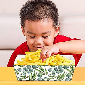 60 Pack Baby Shower Party Eucalyptus Leaf Birthday Party Supplies,Eucalyptus Leaf Food Tray Party Favors Paper Food Serving Tray Eucalyptus Leaf Paper Trays for Gender Reveal Baby Shower Party