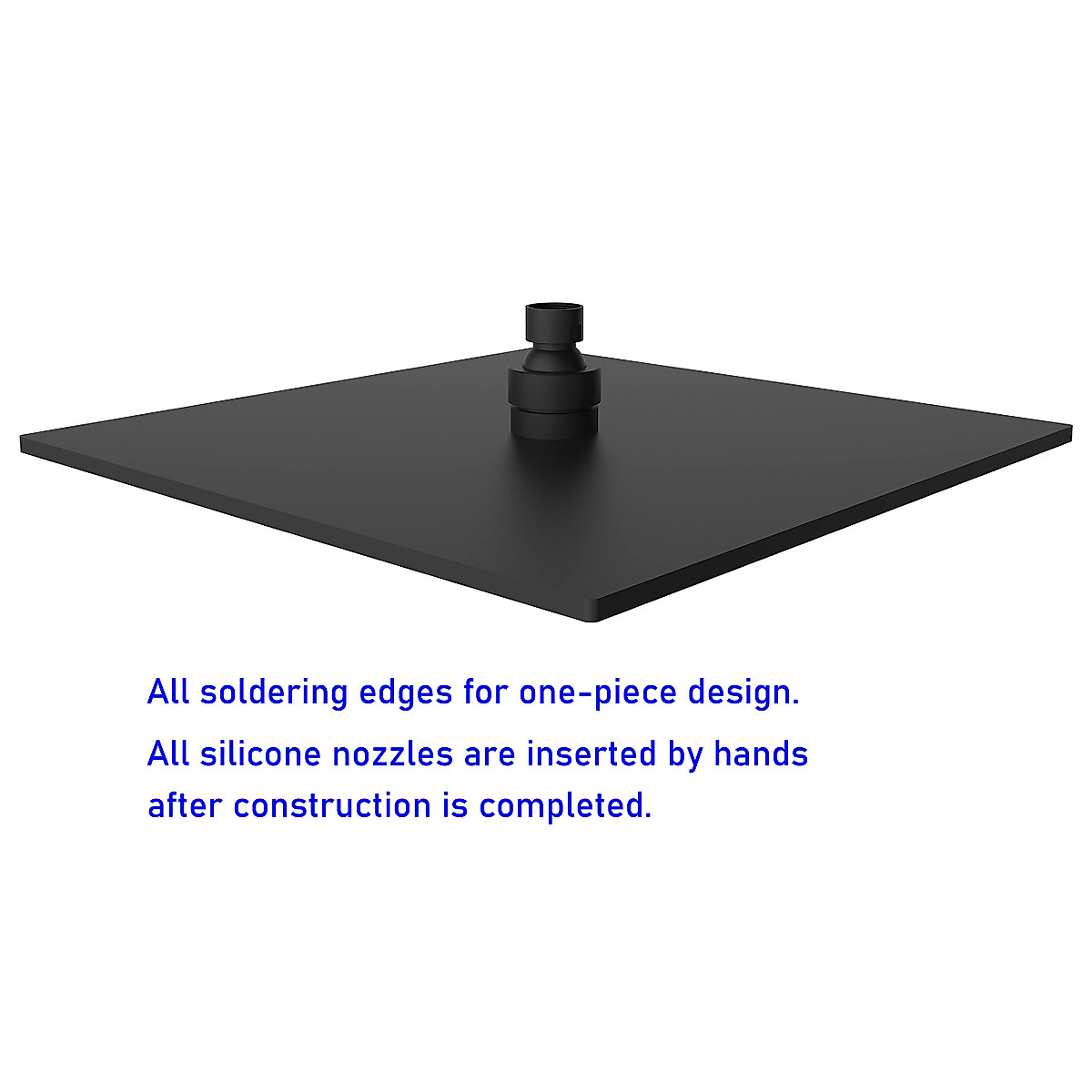 Aquaiaw Fixed Rainfall Shower Head, Seamless Laser Soldered 304 Stainless Steel, Integral 1-Piece, Wall Or Ceiling High Pressure Head Shower, 2.5 GPM, Brass Joint (12 inch Square, Matte Black)