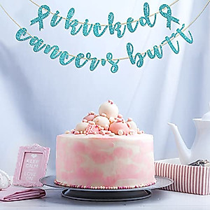 Halodete I Kicked Cancer's Butt Banner, Beat Cancer, A New Beginning, Free Party Decorations, Sky Blue Glitter